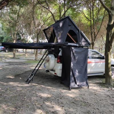 China Portable Foldable Camping Shower Tent Awning Built In LED Strip Light Pop Up Toilet Tent for sale
