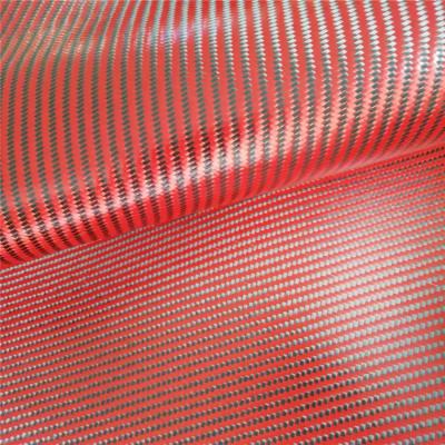 China Plain Weave 3K Carbon Kevlar Hybrid Fiber Fabric 0.25mm 50cm Width TPU Coated for sale