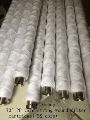 China 70” length 5um PP Yarn String Wound Filter Cartridges with Ss Core or PP Core for sale