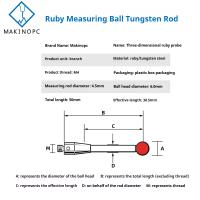 China M4 Screw Ceramic Rod Stylus 6mm Ruby Head 3D Probe Edge Finder 50mm Replacement Makinopc Milling Machine Tools Accessories for sale