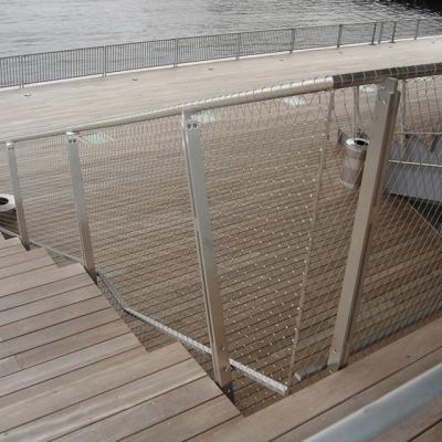 China Decorative 7 X 7 Stainless Steel Ferrule Rope Mesh Flexible Fence For Stair Railing for sale
