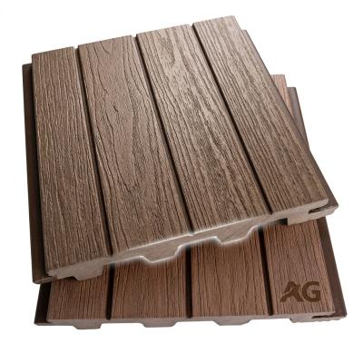 China Waterproof Low Profile 150x22mm Solid Composite Decking Board Roof Terrace for sale