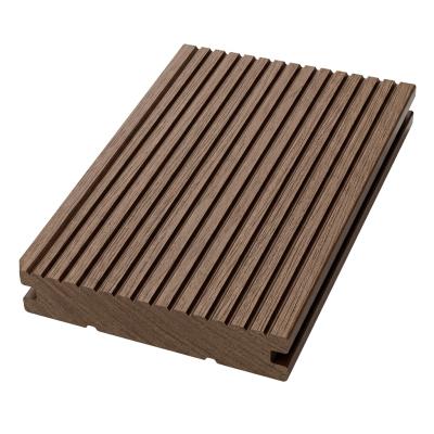 China Waterproof Brushed 140x23mm Solid Composite Decking Board Outdoor Garden Path for sale