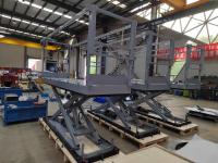 China 1000kg Load Capacity Stationary Scissor Lifts with Handrail Chain and Bellow Powered by Hydraulic for sale