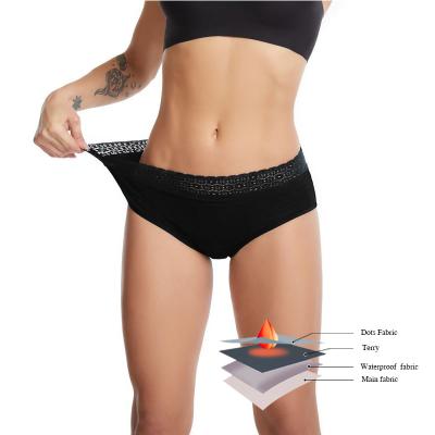 China Washable Leak Proof Underwear Menstrual Period Panties Mid Waist Cotton 4 Layer Sanitary for sale