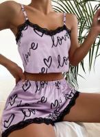 China House Wear Sexy Lingerie Sleepwear Ladies Heart Print Leisure Wear Lingerie Shorts Plus Size for sale