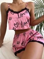 China House Wear Sexy Lingerie Sleepwear Ladies Heart Print Leisure Wear Lingerie Shorts Plus Size for sale