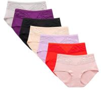 China XL-4XL Womens Underwears High Waist Cotton Female Fat Briefs Plus Size Lace Panties For Middle-Aged Women for sale