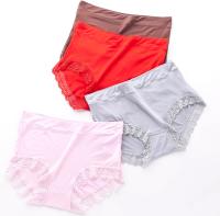 China Large Size Womens Underwears Sexy High Waist Cotton Panties Elastic Lace Pure Breathable Briefs for sale