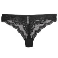 China Sexy Low Rise Lace Panties Ultra Thin T Back Underwear Floral Lace Mesh Thong See Through Panties for sale