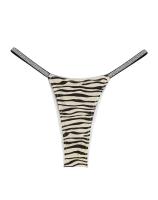 China Women'S T Back Thongs Shine Stretch Strap Zebra Leopard Print G String Sexy Slutty Low Rise for sale