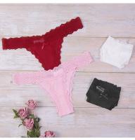 China Seamless Lace Underwear For Women Stretchy Casual Thong Low Rise Bow Decor Bikini Panty for sale