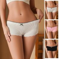 China Black Womens Underwears Lace Trim Boxer Brief Mid Waist Boy Shorts Ladies' Panties for sale