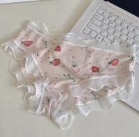 China Silk Womens Underwears Teens Cute Fruits Print Elastic Ice Lace Panties Breathable Young Ladies for sale