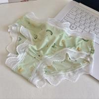 China Silk Womens Underwears Teens Cute Fruits Print Elastic Ice Lace Panties Breathable Young Ladies for sale