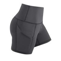 China High Waisted Black Sports Shorts For Women Tummy Control Gym Tight Leggings Side Pocket for sale