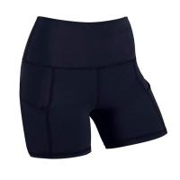 China High Waisted Black Sports Shorts For Women Tummy Control Gym Tight Leggings Side Pocket for sale