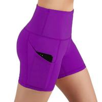 China High Waisted Black Sports Shorts For Women Tummy Control Gym Tight Leggings Side Pocket for sale