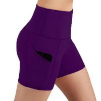 China High Waisted Black Sports Shorts For Women Tummy Control Gym Tight Leggings Side Pocket for sale