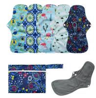 China Cloth Reusable Sanitary Pads Black Feminine Bamboo Period Pads Breathable for sale
