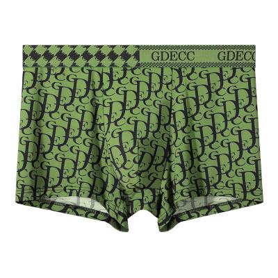 China Antibacterial Letter Print Ice Silk Mens Boxer Shorts Xs Xxl Xl Antibacterial Letter Print Brief Summer for sale