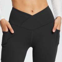 China Women'S High Waist Flare Pants Trendy Crossover Yoga Pants Workout Bell Bottom Leggings With Pockets for sale