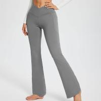 China Women'S High Waist Flare Pants Trendy Crossover Yoga Pants Workout Bell Bottom Leggings With Pockets for sale