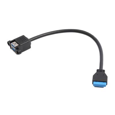China USB 3.0 Dual Expansion Cable with IDC20pin PCI Baffle PVC Jacket Screw Holes Locking Braid Shielding for Computer for sale