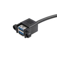 China USB 3.0 Dual Expansion Cable with Braid Shielding Tinned Copper Conductor and 30cm Length for Computer for sale