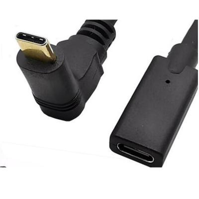China 90 Degree Right Angle USB Type C Type C Female Cable 3A Fast Charging PVC Jacket Braid Reliable Connectivity for Computers for sale