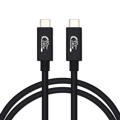 China USB 80G 240W Braid Shielded Type-C to Type-C Cable for Barcode Scanner with 4K120Hz Support for sale
