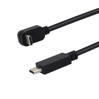 China Customize USB2.0 Type-C Male to Type-C Male 90 Degree Up/Down Angled Braid Shielded TPE/PVC Jacket Cable with 3A Fast Charging for sale