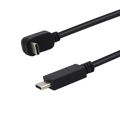 China Customize USB2.0 Type-C Male to Type-C Male 90 Degree Up/Down Angled Braid Shielded TPE/PVC Jacket Cable with 3A Fast Charging for sale
