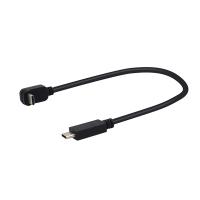 China Customize USB2.0 Type-C Male to Type-C Male 90 Degree Up/Down Angled Braid Shielded TPE/PVC Jacket Cable with 3A Fast Charging for sale