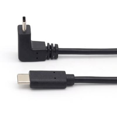 China USB 2.0 Type-C Male to Male 90 Degree Angled Cable with 3A Fast Charging and Braid Shielding for sale