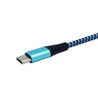 China 1M Nylon USB to Type C Data Cable with Black Blue Nylon Fast Charging Cable for sale