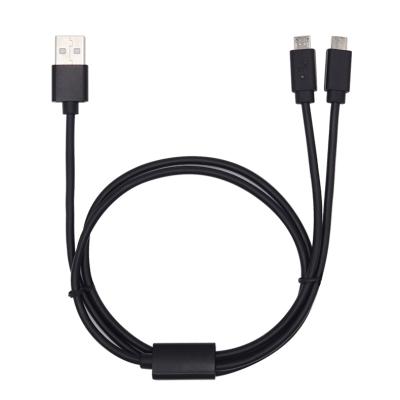 China Custom USB2.0 a Male to 2pcs Micro USB Connector Y Splitter Pure Copper Micro USB Cable for Computer Use for sale