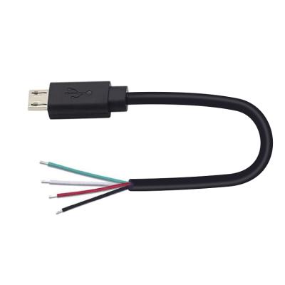 China Custom USB 2.0 Micro B to Open End NC End 28AWG 4 Core Micro USB Cable Braid Shielding Use for Computer OEM for sale