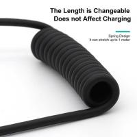 China Customized 3A 60W Spiral Coil USB AM to CM Type C Cable High Power 60W Charging Solution Flexible TPU Jacket Black for Computers for sale