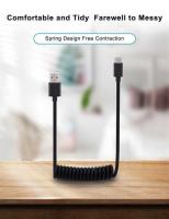 China Customized 3A 60W Spiral Coil USB AM to CM Type C Cable High Power 60W Charging Solution Flexible TPU Jacket Black for Computers for sale