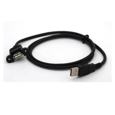 China USB 2.0 AF Panel Mount with Screws Type to AM Extension Cable Braid Shielding Pure Copper Conductor for Barcode Scanner Printer for sale