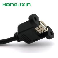 China USB 2.0 AF Panel Mount with Screws Type to AM Extension Cable Braid Shielding Pure Copper Conductor for Barcode Scanner Printer for sale