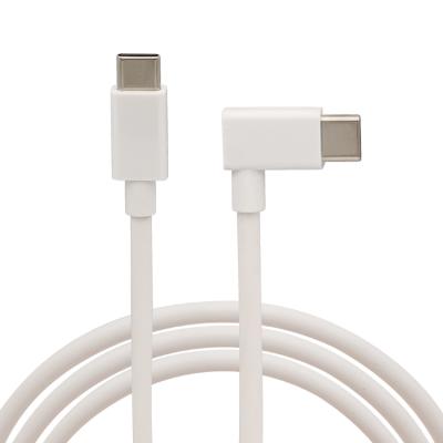 China Hot Sale 60W 3A ABS Shell White USB Data Cables Soft TPE C Male to C Male 90 Degree Right Angle for Printer for sale