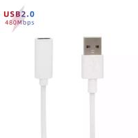 China White 24AWG USB 2.0 Male to Female Cable Pure Copper PVC Jacket Braid Shielding for Computer AM CF Type C USB Charging Cable for sale