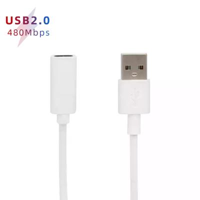 China White 24AWG USB 2.0 Male to Female Cable Pure Copper PVC Jacket Braid Shielding for Computer AM CF Type C USB Charging Cable for sale