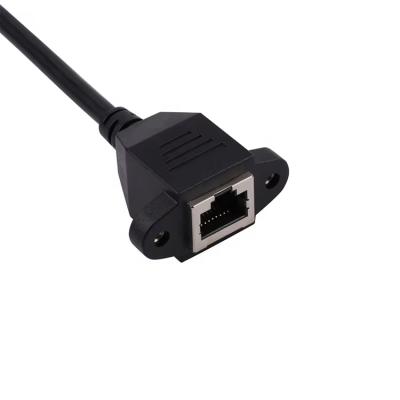 China RJ45 Male to Panel Mount Female Ethernet Cable with 8 Conductors Copper and Screw Lock for sale