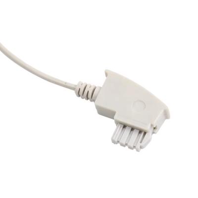 China German Style 6P2C to 8P2C Telephone Cable with RJ45 2C Connector and Bare Solid Copper Conductor for DSL Communication for sale