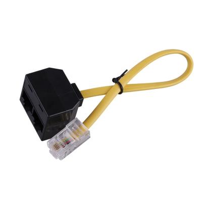 China Custom RJ11 6P4C Telephone Line Cable Adapter Splitter 1 Male to 2 Female Wiring Communication Cables for sale