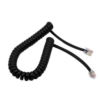 China RJ10/RJ11 4P4C Telephone Handset Spiral Cord for Landline Phone Coiled Communication Cable for sale