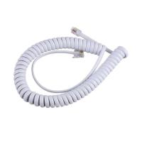 China 4P4C RJ9 RJ22 RJ11 Coiled Telephone Handset Cord 6 Ft Black Spiral Cable 4 Inch Lead Flat Black Handset Cord for Landline Copper for sale
